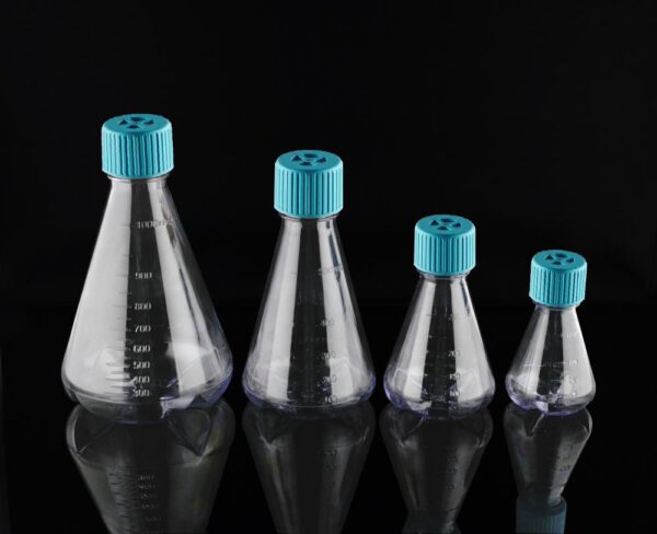 Flacoane Erlenmeyer din policarbonat de 250 ml cu capac etanș și fund ...